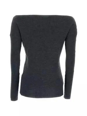 P.a.r.o.s.h Off-shoulder Ribbed-knit Sweater - Grey