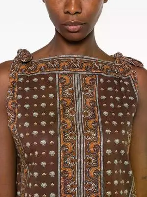 DÔEN Amalia Foulard-print Top - Brown