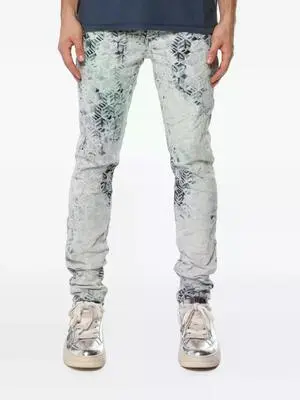 PURPLE BRAND Monogram Jacquard Acid-wash Slim Cut Jeans