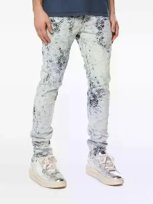 PURPLE BRAND Monogram Jacquard Acid-wash Slim Cut Jeans
