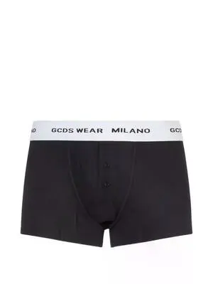 Gcds Logo-waistband Fine-ribbed Boxers - Black