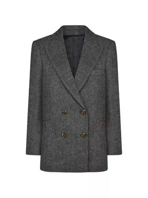 BLAZÉ MILANO Everyday Herringbone Double-breasted Blazer - Black