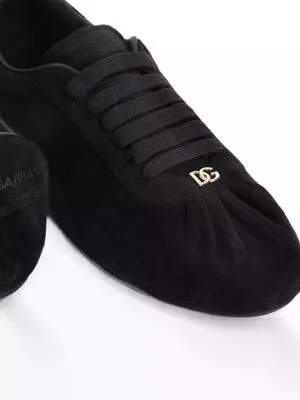 Dolce & Gabbana Logo Plaque Ruched Suede Sneakers
