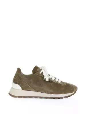 Brunello Cucinelli Suede Sneakers With Bead Embellishment - Brown