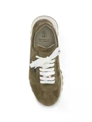 Brunello Cucinelli Suede Sneakers With Bead Embellishment - Brown