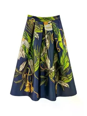LUNATICA MILANO Leaf-print Skirt - Blue