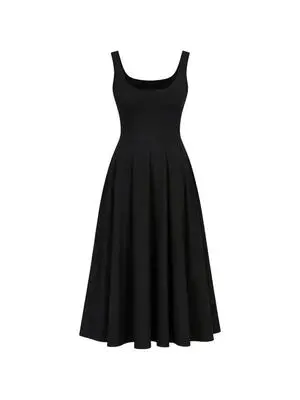 REFORMATION Rou Sleeveless Pleated Midi Dress - Black
