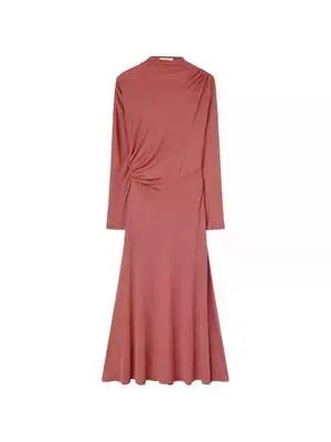 RETORI Draped Mock-neck Midi Dress - Pink