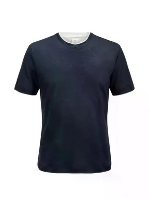 Eleventy Layered-neck Linen T-shirt