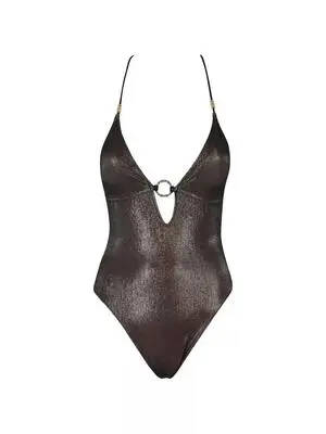 PIN-UP STARS Lamé Tulle Swimsuit - Brown