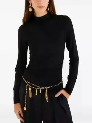 Farm Rio High-neck Ruched Top - Black