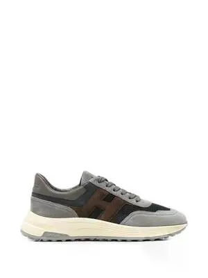 Hogan Logo-patch Panelled Sneakers - Grey