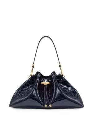 JIMMY CHOO Medium Cinch Croc-effect Shoulder Bag - Blue