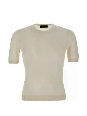 GRAN SASSO Short-sleeve Silk T-shirt - Neutrals