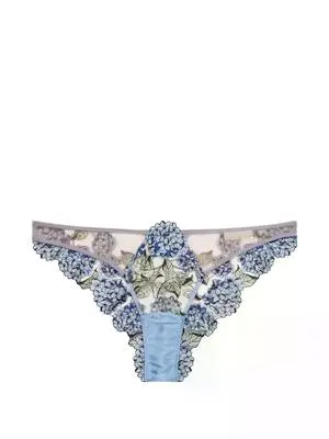 FLEUR DU MAL Hydrangea Embroidered Briefs - Blue