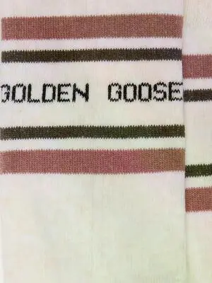 GOLDEN GOOSE Logo-print Ribbed Socks - Neutrals