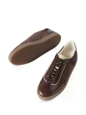 Brunello Cucinelli Suede And Polished Calfskin Sneakers