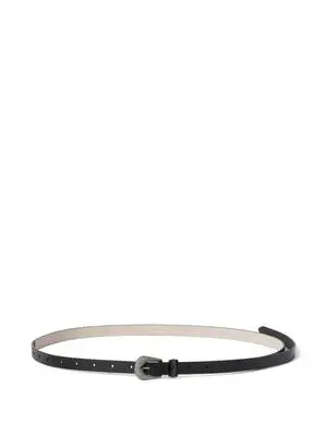 Brunello Cucinelli Leather Belt With Shimmering Buckle - Black