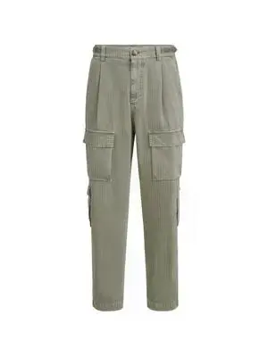 Brunello Cucinelli Cotton Chevron Trousers With Cargo Pockets And Waist Tabs