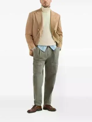 Brunello Cucinelli Cotton Chevron Trousers With Cargo Pockets And Waist Tabs