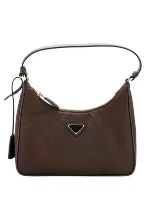 Prada Re-edition 2005 Tessuto With Saffiano Leather Mini Hobo Bag - Brown