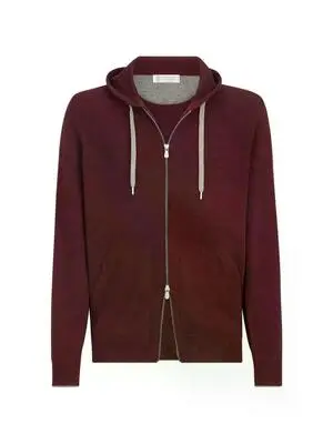 Brunello Cucinelli Cashmere Knit Hoodie With Zipper - Red