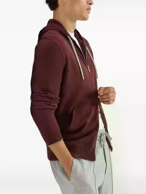 Brunello Cucinelli Cashmere Knit Hoodie With Zipper - Red