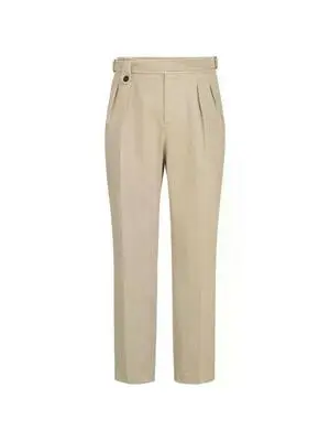 Brunello Cucinelli Cotton Chevron Trousers With Double Pleats And Waist Tabs - Neutrals