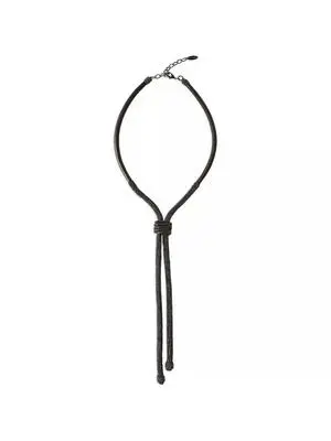 Brunello Cucinelli Precious Leather Bolo Tie - Silver
