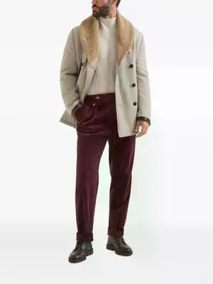 Brunello Cucinelli Wool And Cashmere Cavalry Coat With Shearling Collar And Thermore® Padding