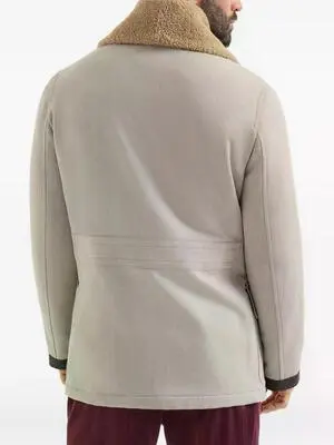 Brunello Cucinelli Wool And Cashmere Cavalry Coat With Shearling Collar And Thermore® Padding