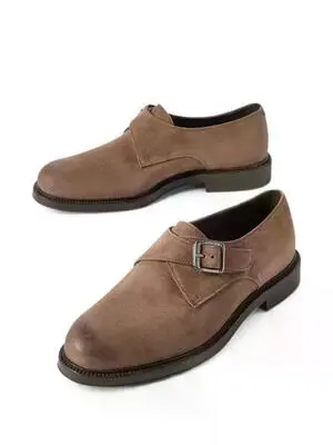 Brunello Cucinelli Suede Monk Strap Derbys