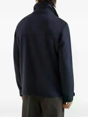 Brunello Cucinelli Virgin Wool Cloth Field Jacket With Nappa Leather Inserts