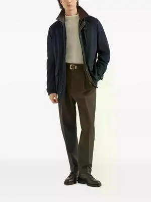 Brunello Cucinelli Virgin Wool Cloth Field Jacket With Nappa Leather Inserts