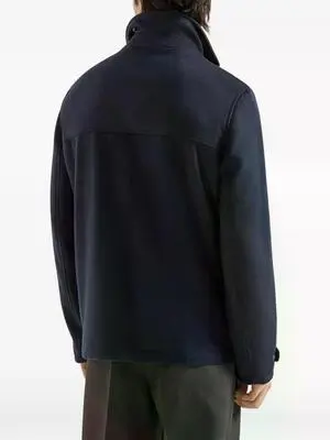 Brunello Cucinelli Virgin Wool Cloth Field Jacket With Nappa Leather Inserts