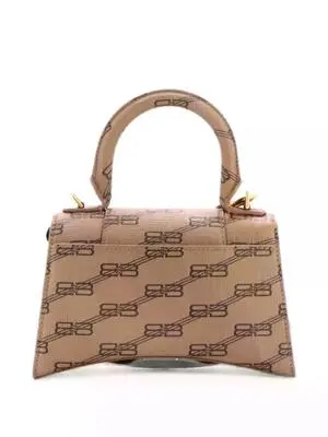 Balenciaga Hourglass Top Handle Bag Bb Coated Canvas Xs Crossbody Bag - Brown