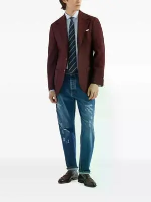 Brunello Cucinelli Cashmere Panama Deconstructed Blazer With Patch Pockets And Metal Buttons