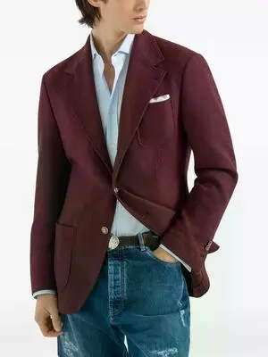 Brunello Cucinelli Cashmere Panama Deconstructed Blazer With Patch Pockets And Metal Buttons