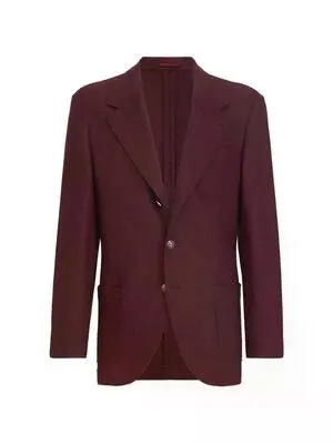Brunello Cucinelli Cashmere Panama Deconstructed Blazer With Patch Pockets And Metal Buttons - Red