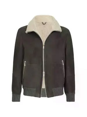 Brunello Cucinelli Shearling-trimmed Ribbed Jacket - Grey