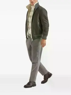 Brunello Cucinelli Shearling-trimmed Ribbed Jacket - Grey