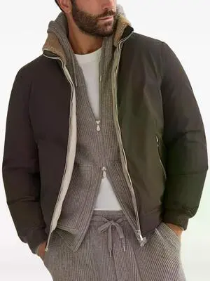 Brunello Cucinelli Stretch Bonded Nylon Down Jacket With Detachable Hood - Brown