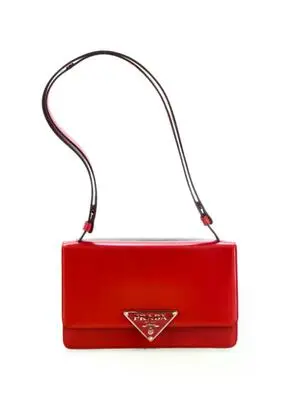 Prada Spazzolato Leather Medium Shoulder Bag - Red