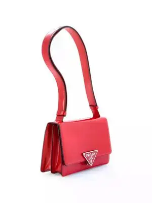 Prada Spazzolato Leather Medium Shoulder Bag - Red