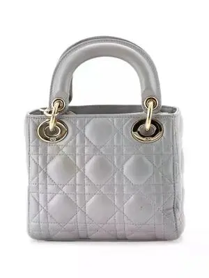 Dior Lady Chain Bag Cannage Quilt Lambskin Mini Satchel - Grey