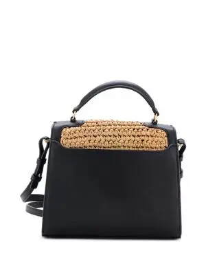 Saint Laurent Cassandra Top Handle Bag Raffia With Leather Mini Satchel