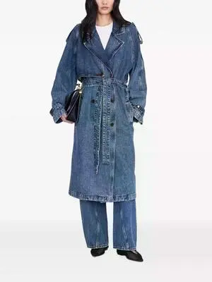 ANINE BING Rickie Double-breasted Belted Denim Coat - Blue