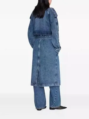 ANINE BING Rickie Double-breasted Belted Denim Coat - Blue