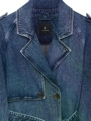 ANINE BING Rickie Double-breasted Belted Denim Coat - Blue