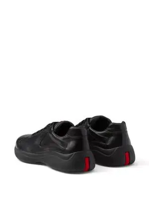 Prada America's Cup Smooth Grain Leather Sneakers - Black